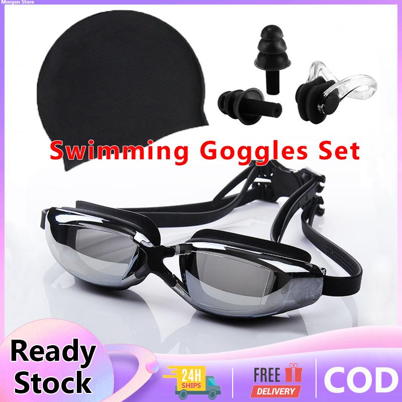 Swimming Goggles Set HD Anti-Fog 100% UV Adjustable Glasses Belt ...