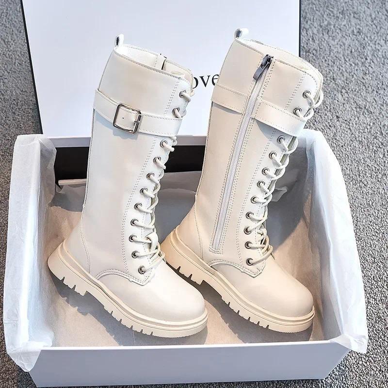 Girls Long Boots Black Knee-high 2024 Autumn Winter Children High Tide ...