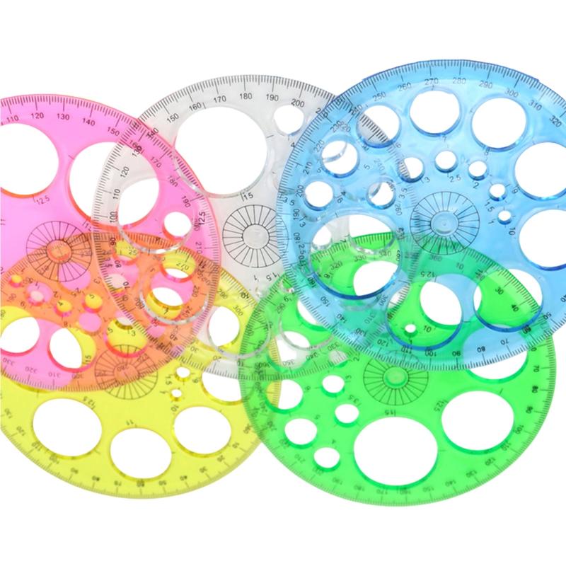 5 Pcs Circle Protractor Measuring Stencils Circle Template Ruler ...