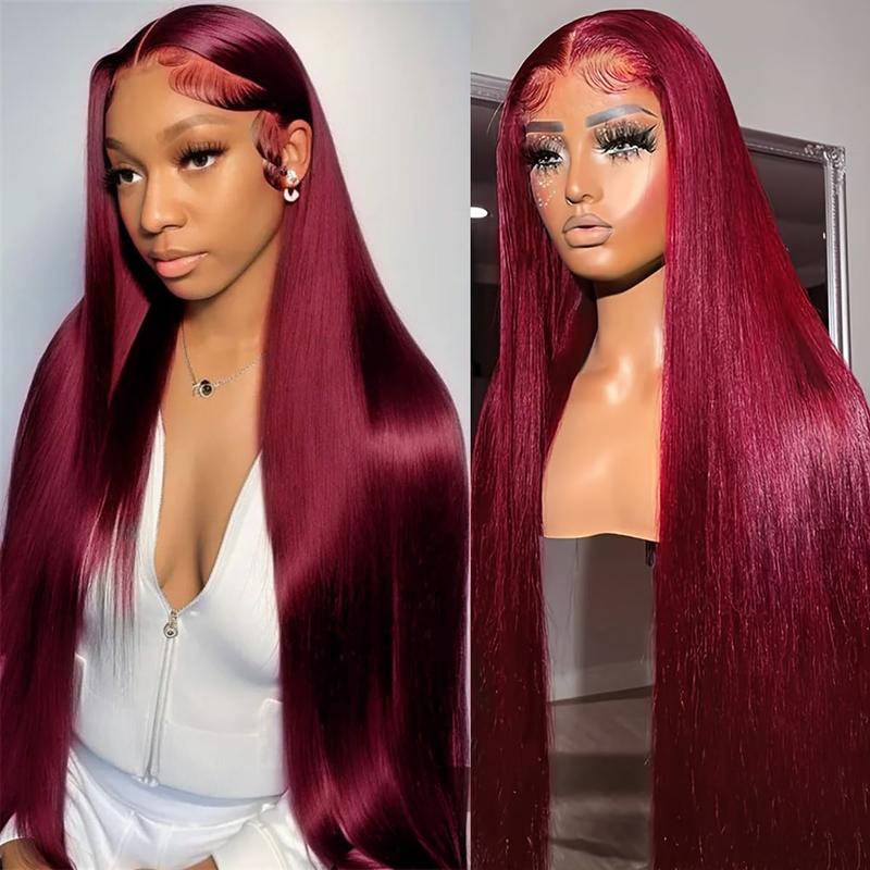 BEAUTY GRACE Straight 99J Burgundy Lace Front Wigs Human Hai - TikTok Shop
