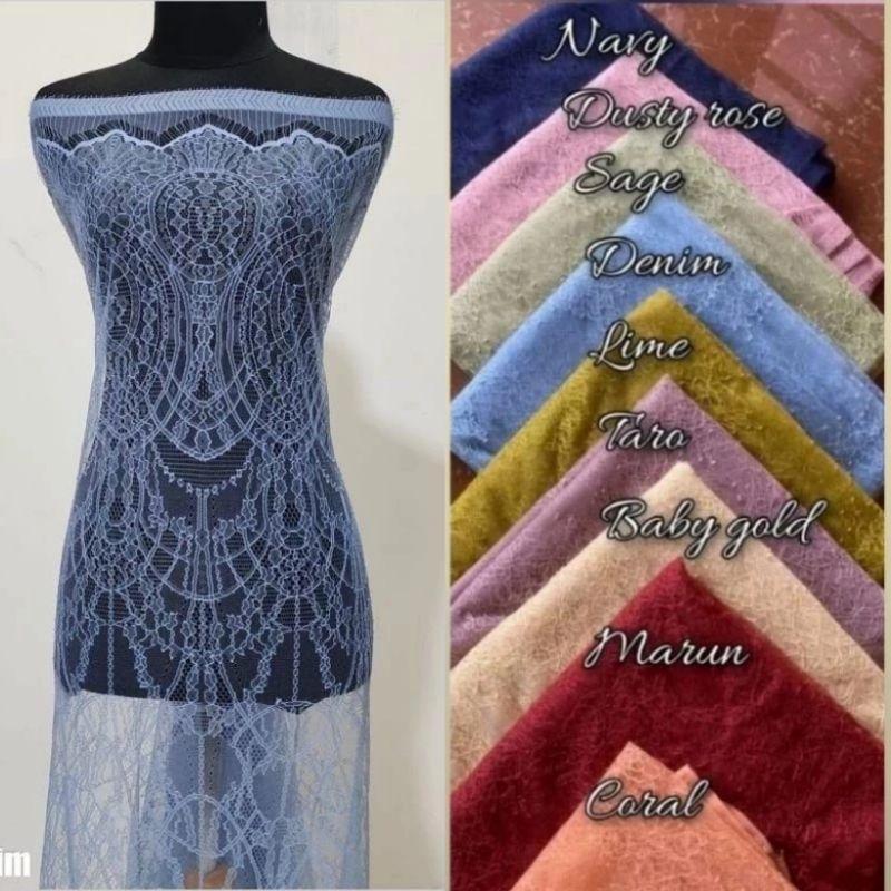 Kain Brokat Panel Chantily Bahan Kebaya Santily - Shop | Tokopedia