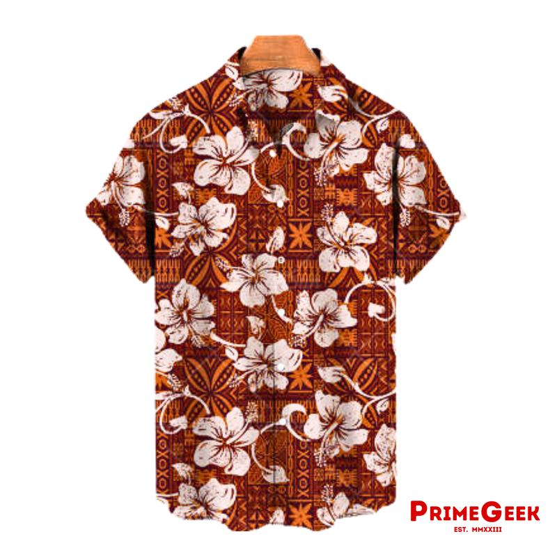 Hawaiian Menswear Summer Collar Beach Polo Shirt Short Sleeve - TikTok ...