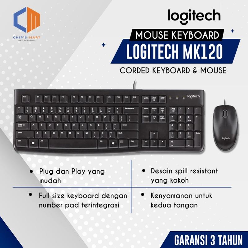 LOGITECH MK120 Mouse Keyboard Desktop 100% original - Shop | Tokopedia