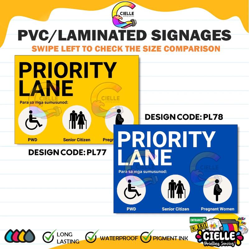PVC/LAMINATED SIGNAGES (PL77&PL78) – Priority Lane for PWD, Senior ...