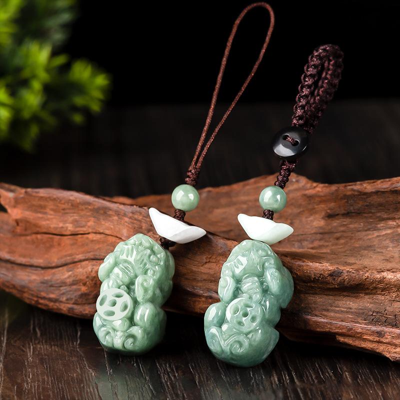 High-end Car Keychain Pendant Natural Jade Pixiu Pendant Decoration ...