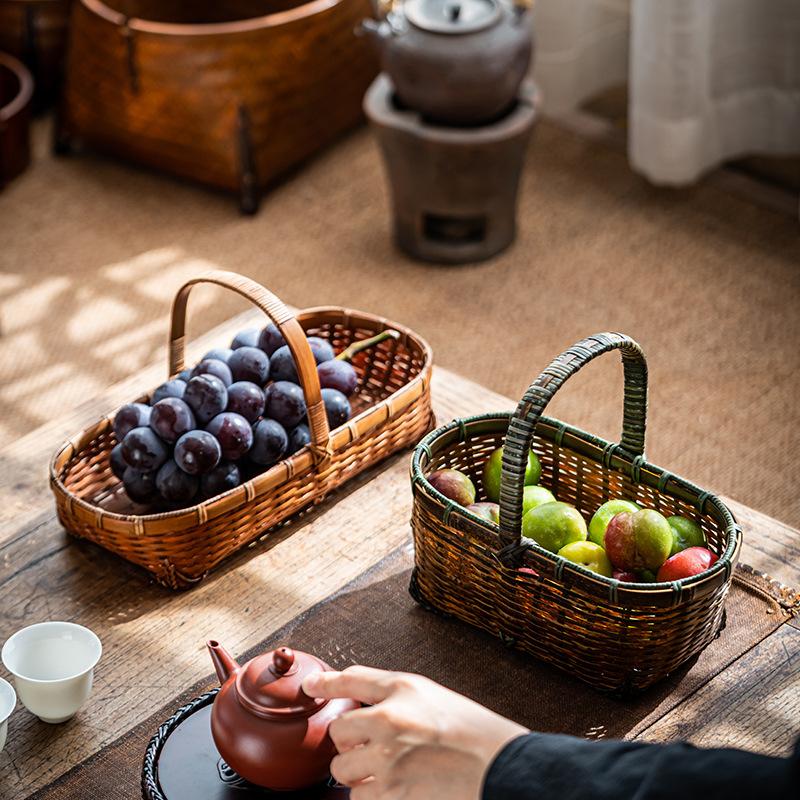Bakul Buluh, Hitam, Tenunan Tangan, Gaya Antik, Saiz Mini, Sesuai ...