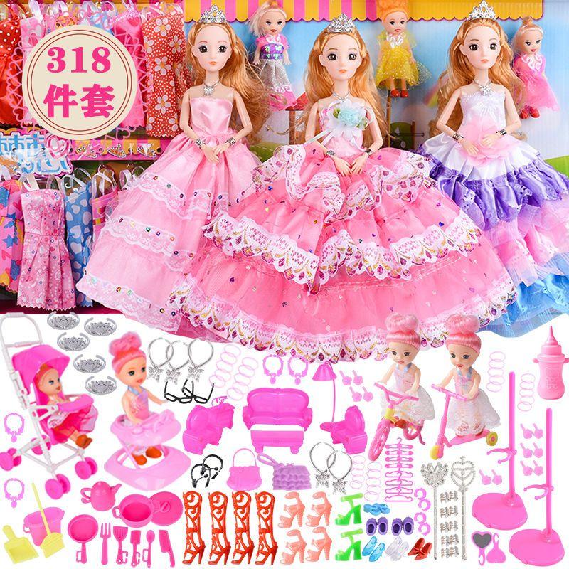Set Anak Patung Barbie, Mainan Kotak Hadiah Besar, Puteri Gadis ...