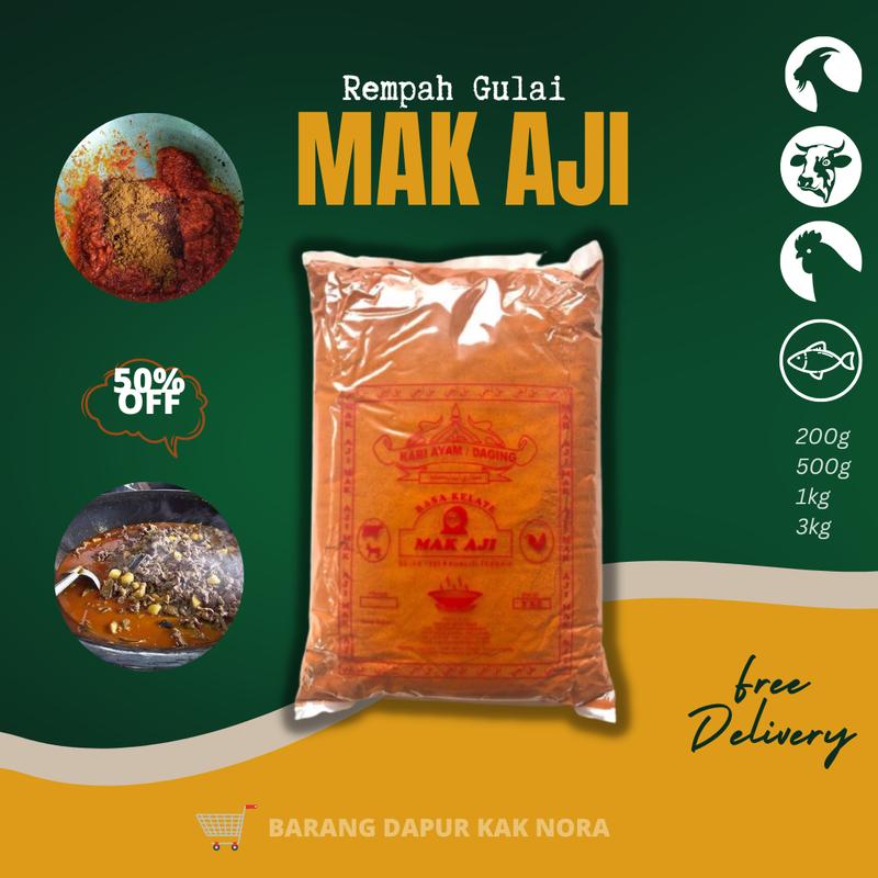 (PEK 200G/500G/1KG) REMPAH GULAI MAK AJI KELANTAN (AROMA KELATE ...