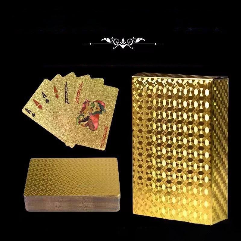 Premium 24K Gold Plated Western Deck Lucky Fortune 52 Cards Waterproof ...