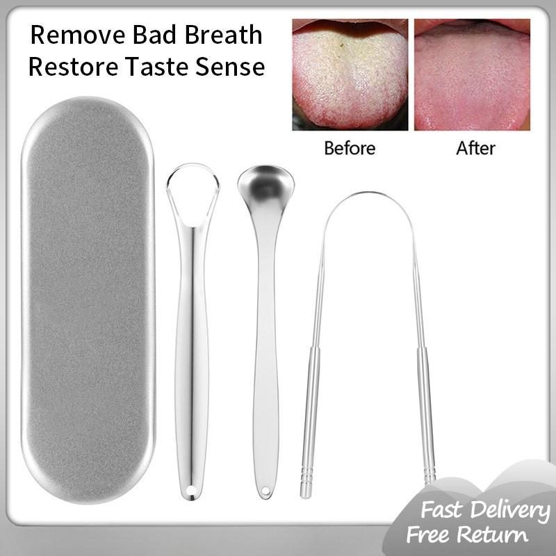 4-piece Stainless Steel Tongue Scraper Set Adult In Addition To Bad ...