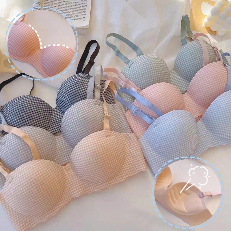 Sweet Plaid Girls' Bra Underwear Non-wire Push Up Bra Seamless - TikTok ...