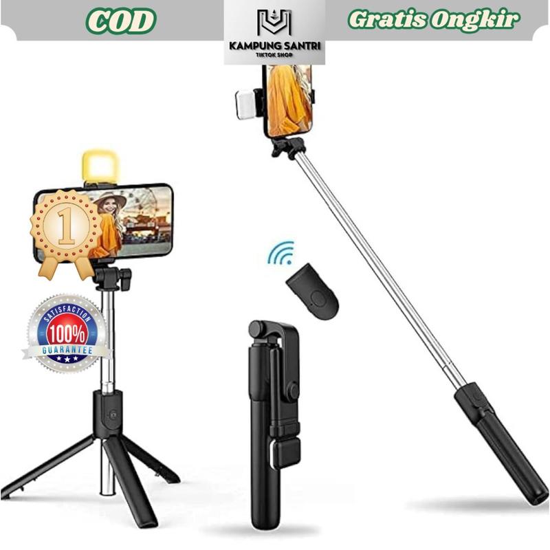 Tongsis R1S Selfie Stick Tripod Bluetooth Tongsis Aluminium Holder Led ...