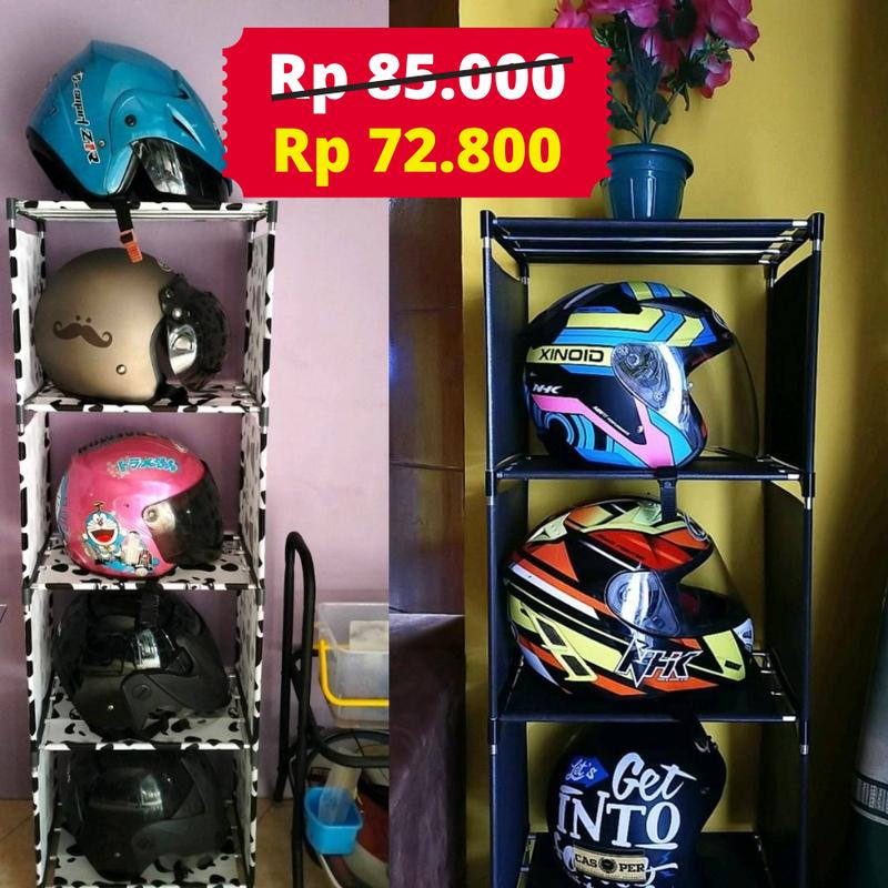 Rak Helm Lemari Helm LEBIH BESAR & KUAT Rak Buku Lemari Serbaguna ...