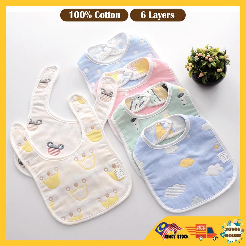 Baby bib u shape 6 layers muslin cotton bibs cartoon feeding - TikTok ...