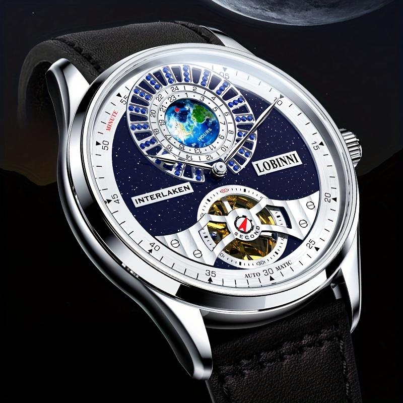 LOBINNI Men's Watch Gentleman Stainless Steel Automatic Mechanical ...