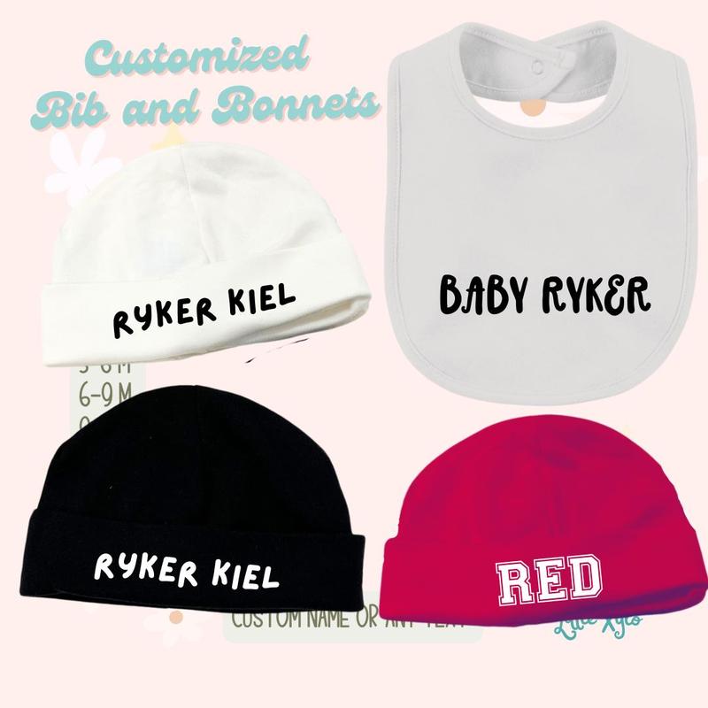 Little Xylo Custom Personalized Baby Bonnets BIB Soft 100% Cotton ...