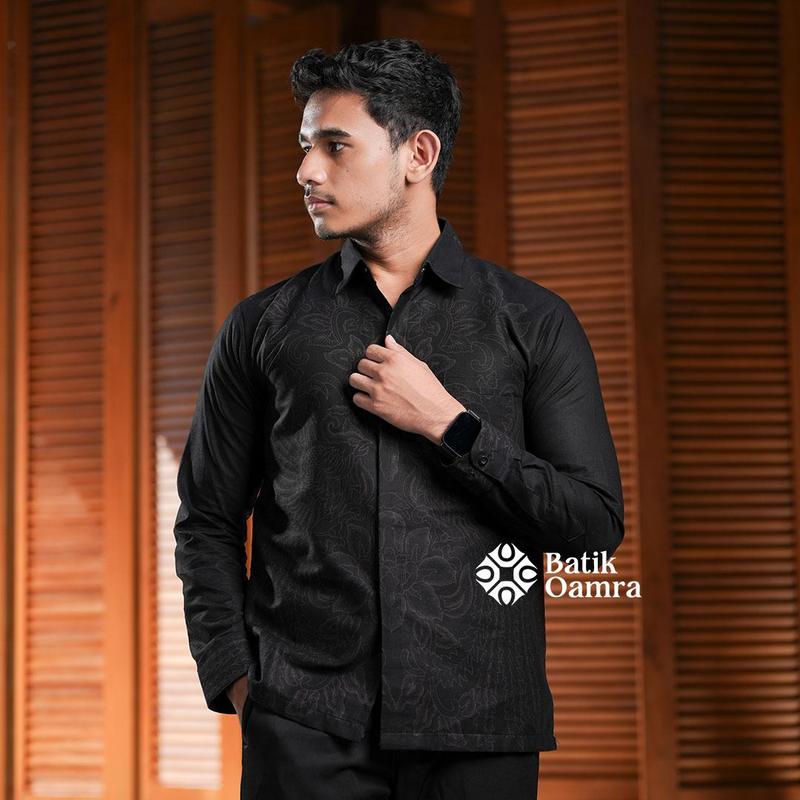 Kemeja Batik Oamra Aswad Lengan Panjang Pendek Slimfit Lapis Furing ...