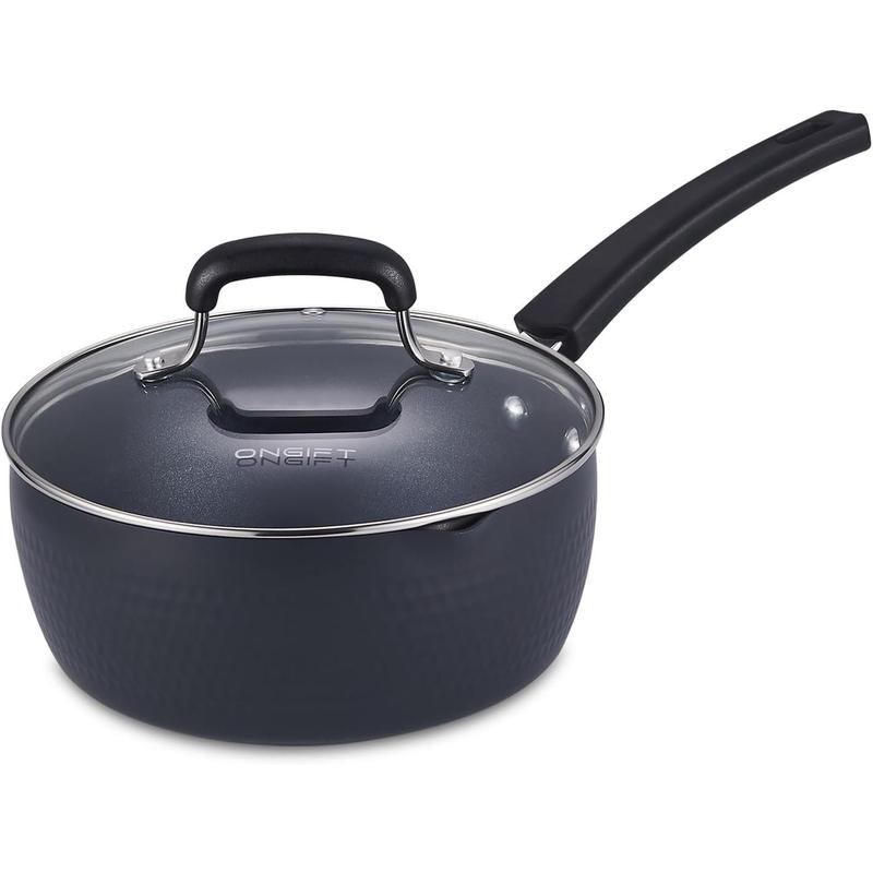 Nonstick Small Sauce Pan with Lid, 1.75QT Yukihira Sauce pan with Pour ...