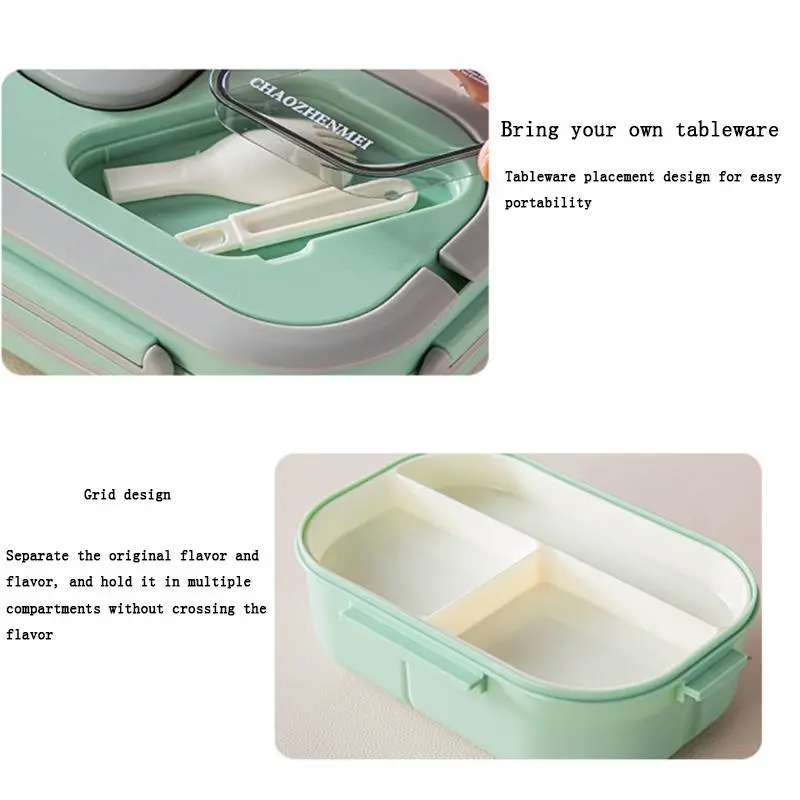 Spring Multi Grid Lunch Box with Cutlery Set, Portable Tableware Lunch ...