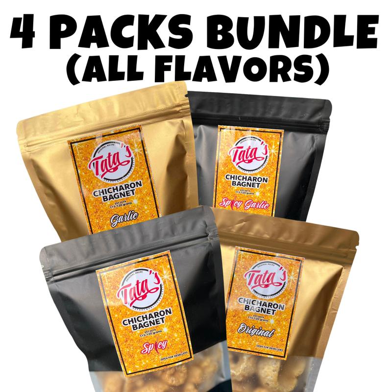(4 PACKS BUNDLE - ALL FLavors) Tata's Chicharon Bagnet (Keto - TikTok ...