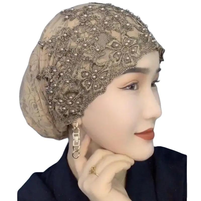 Topi beg renda bersulam untuk semua musim, topi renda dengan manik ...