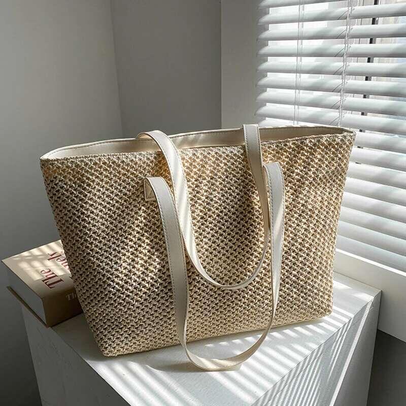 Summer Women Large Capacity Weave Totes Handmade Rattan Beac - TikTok ...