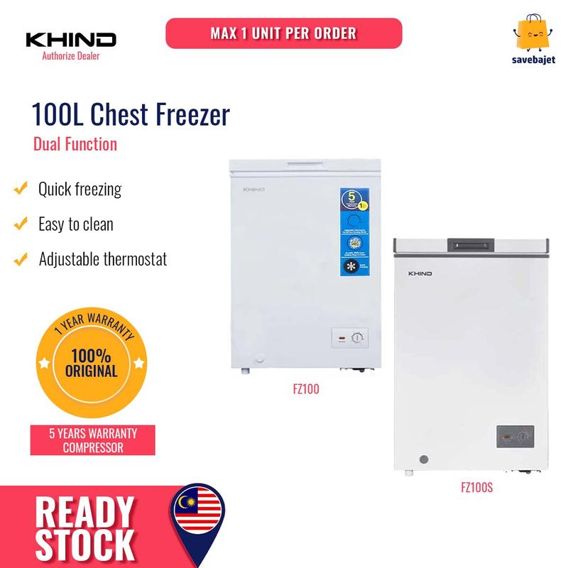 Khind Peti Sejuk Serbaguna Chest Freezer (100 L) FZ100 FZ100S - TikTok ...