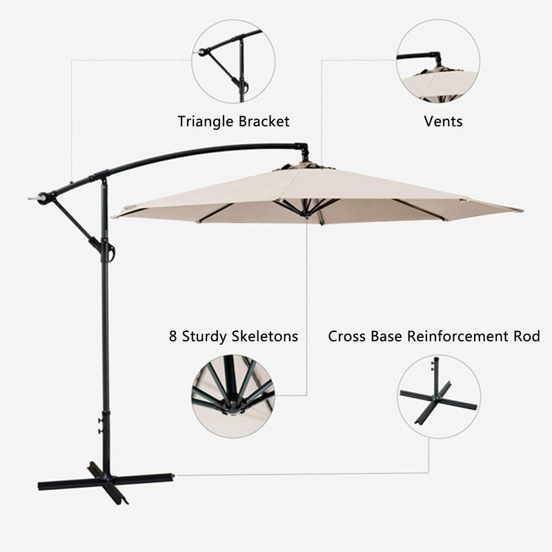 10FT Cantilever Patio Umbrella with base included, 360° Rotation ...