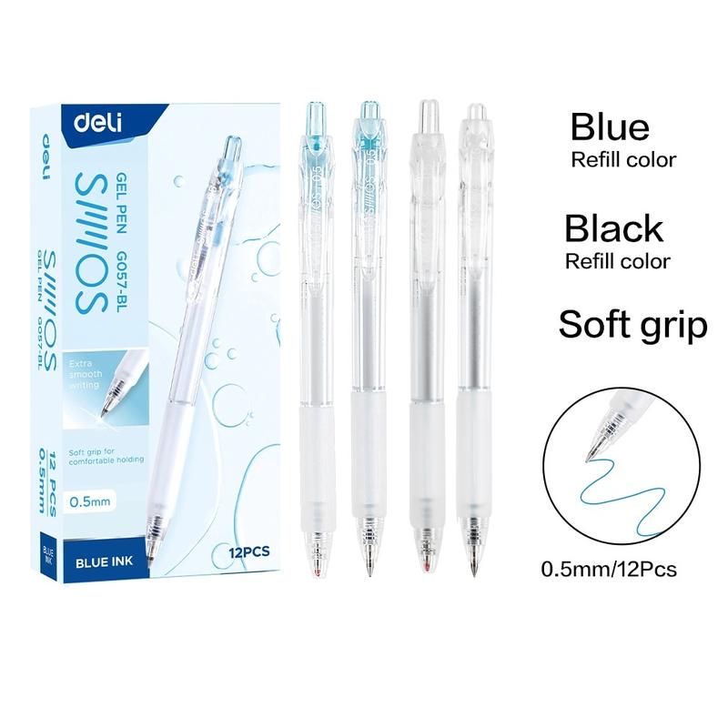 Bút gel bấm Deli G057 ngòi 0.5mm - Mực xanh, đen, viết trơn tru ...