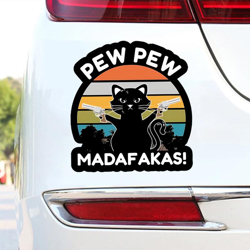 Creative Cat Sticker Funny PEW PEW Car Decal - Used For Car, Laptop ...