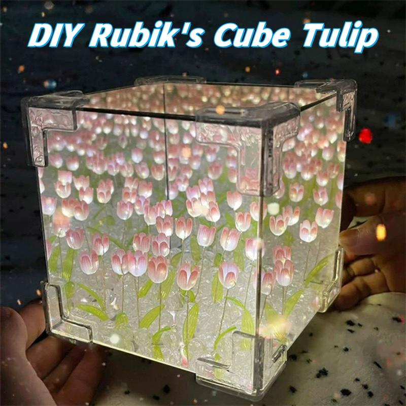 Rubik's Cube Tulip Lamp DIY Tulip Mirror Night Light Bedroom - TikTok ...