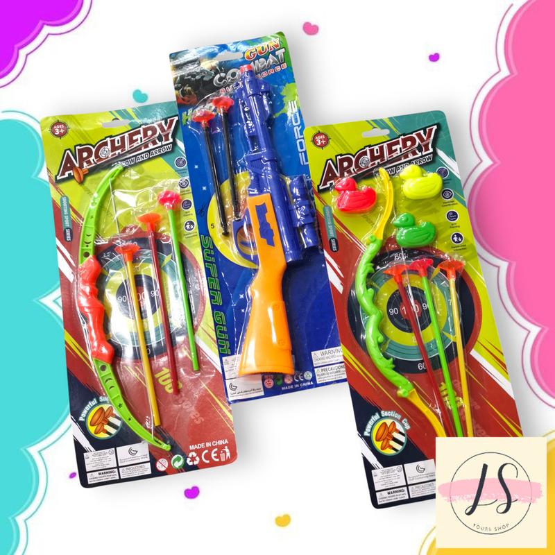 Kids Archery Playset and Gun Combat Toy With Bow and Arrow For Kids ...
