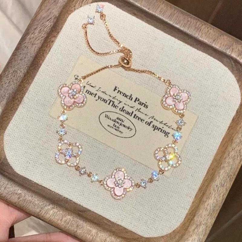 Gelang Tangan Semanggi Empat Daun Fritillaria Merah Jambu, Gaya ...