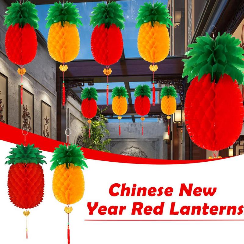 Red Lantern Chinese Pineapple Lantern Decor Parol Christmas Decorations ...