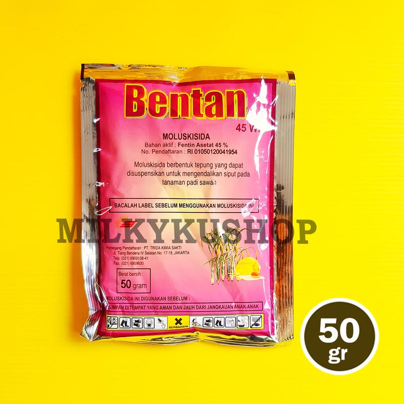 BENTAN 45 WP 50 GRAM KEMASAN PABRIK MOLUSKISIDA RACUN SIPUT KEONG ...