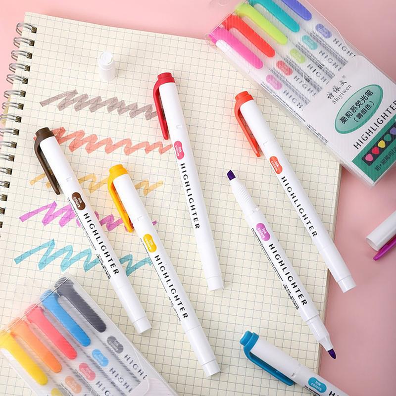 5 Colors/box Double Headed Highlighter Pen Set Fluorescent Drawing ...