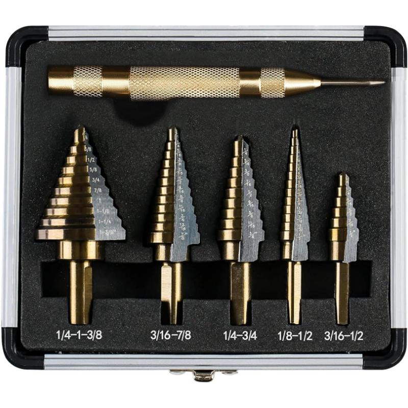 KENDO 5PCS Step Drill Bits with Automatic Center Punch - Black - TikTok ...
