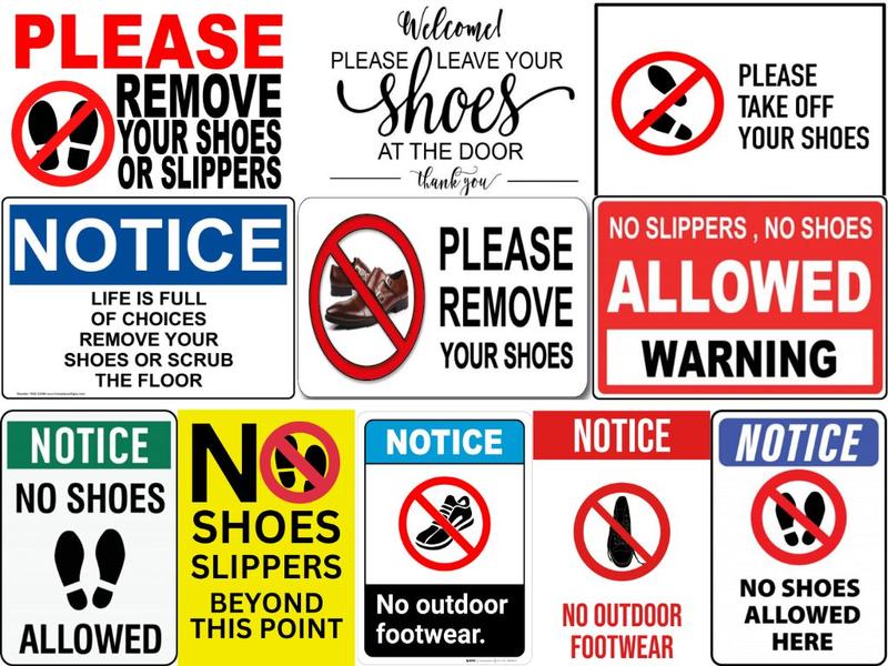 No Shoes Slippers Signage (Laminated A4 Size) - TikTok Shop Philippines