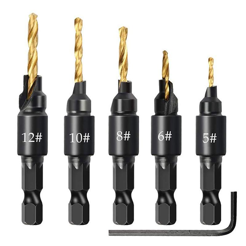【COD】6pcs Countersink Wood Drill Bit Set HSS Drill Bit Cordless ...