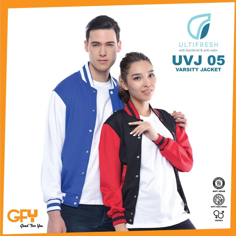 Ultifresh UVJ05Button Varsity Jacket Long Sleeve Unisex Tracksuit ...