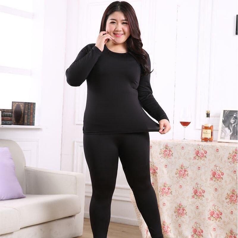 6XL Plus Size Thermal Underwear Women Winter Clothes Warm Suit - TikTok ...