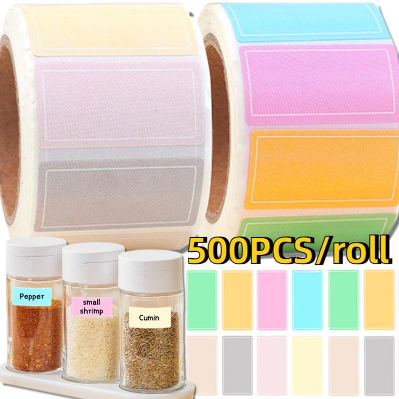 500pcs/roll Writable Colored Label Stickers Self-adhesive Spice ...