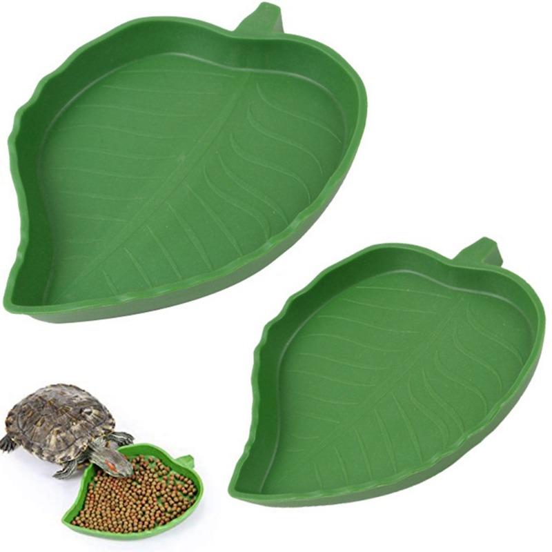 Reptile Leaf Shape Dish Reptile Food Water Bowl Tortoise Habitat ...