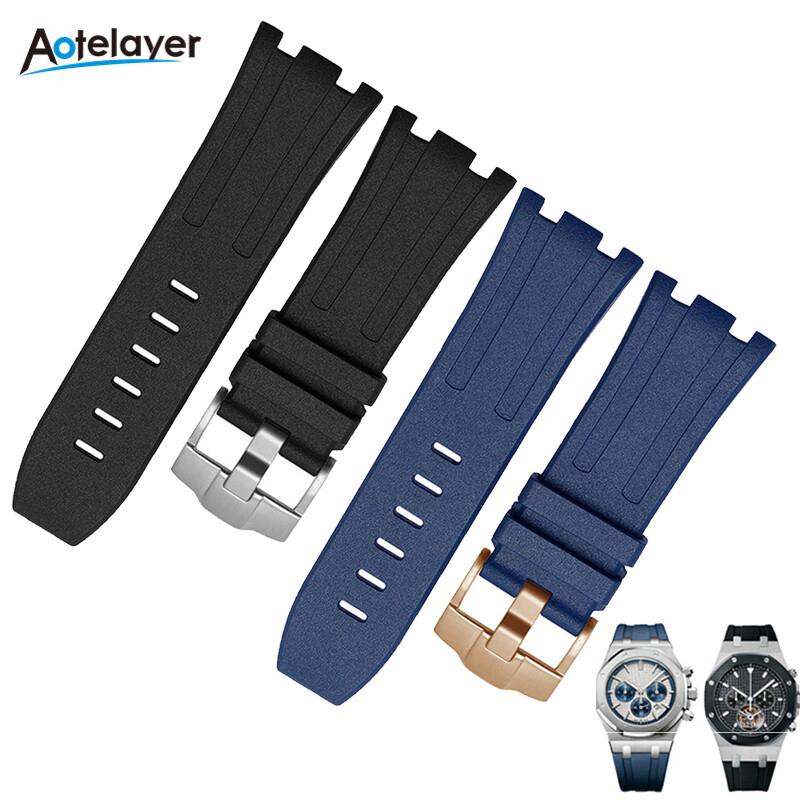 Gelang Jam Getah Fluoro Alam, Aotelayer, 28mm, untuk Jam Tangan ...
