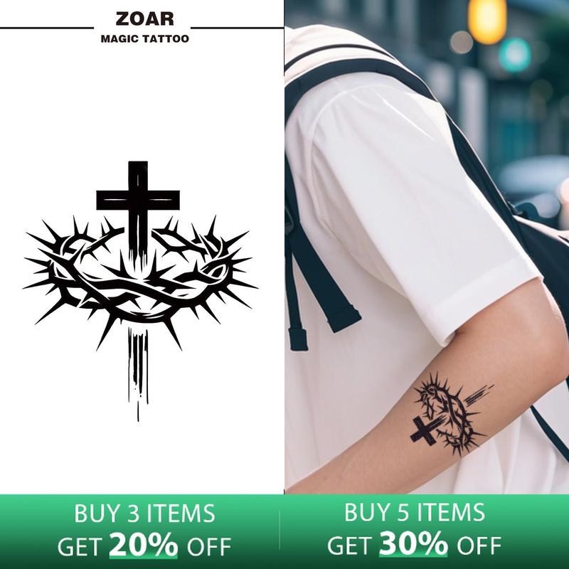 Zoartattoo stiker tato M-449 sementara 【Salib Duri】Tahan lama Tattoo ...