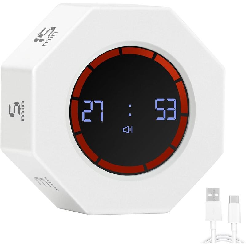 Rechargeable Visual Timer, 8-Angle Auto-Rotating Screen with Gravity ...