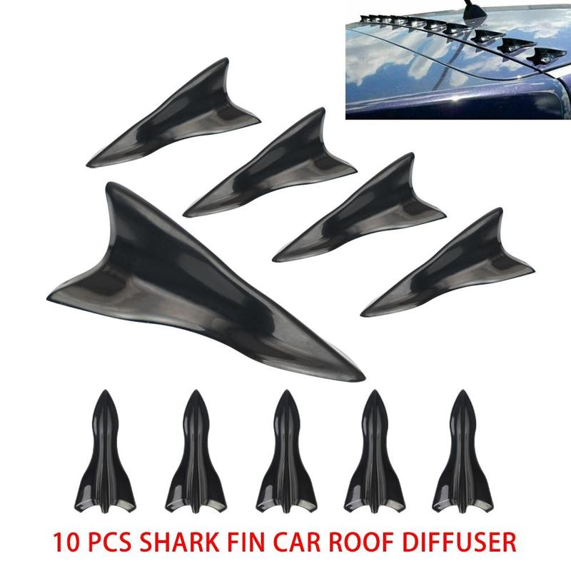 10Pcs Universal Rear Roof Shark Fins Spoiler Wing Kit Car Roof - TikTok ...