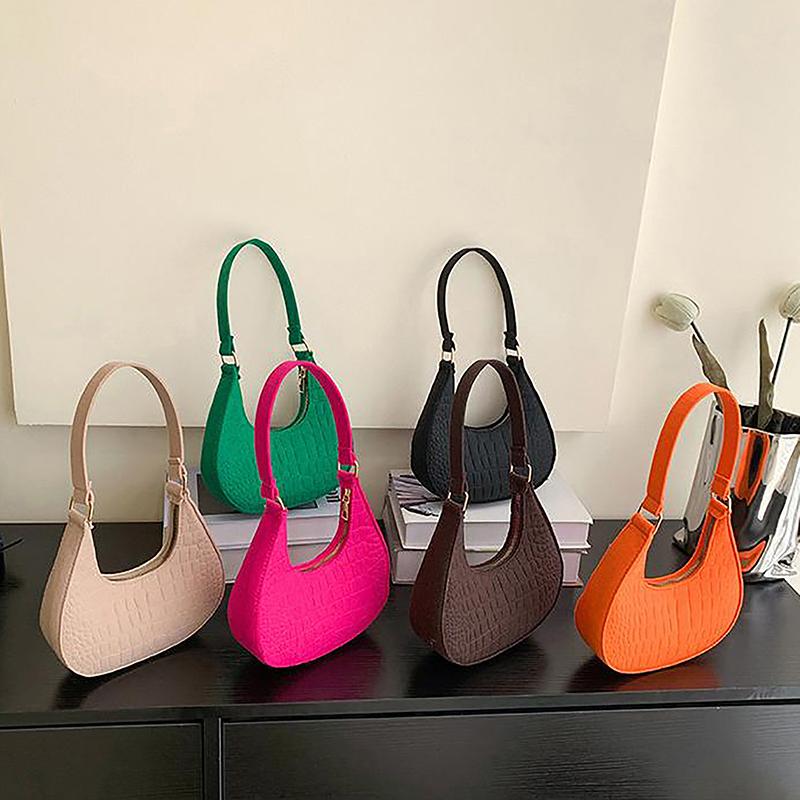 Candy Color Advanced Design Texture Armpit Handbags Felt Shoulder ...