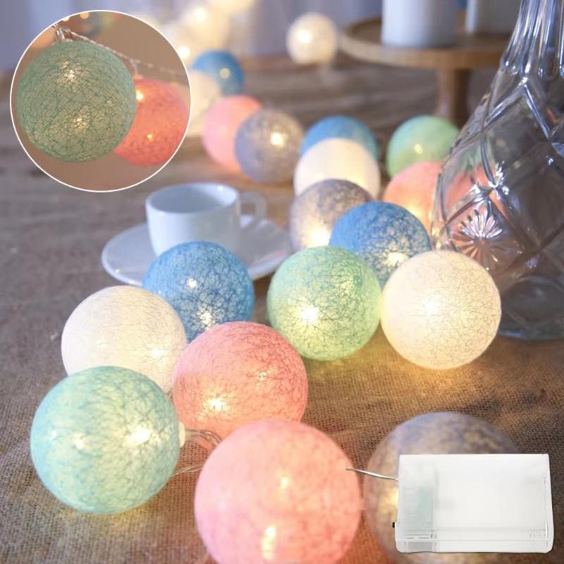 20LEDs String Lights Cotton Thread Balls Home Decoration Lam - TikTok ...