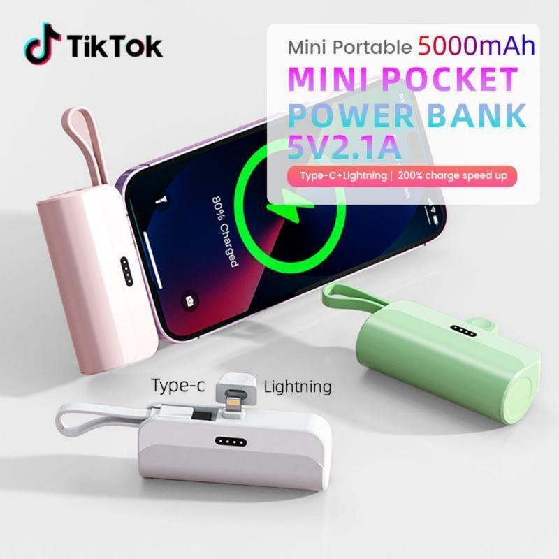 2 IN 1 Mini Portable Power Bank 4 Light Full Capacity 5000MA - TikTok ...